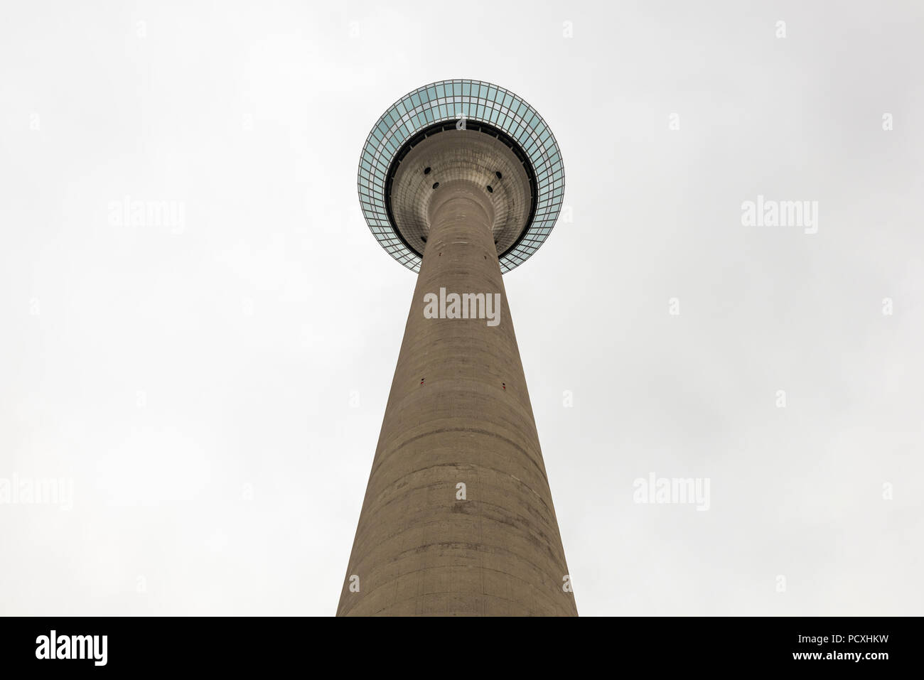 DÜSSELDORF, GERMANY, JULY 1, 2017: The Rheinturm as seen from down ...