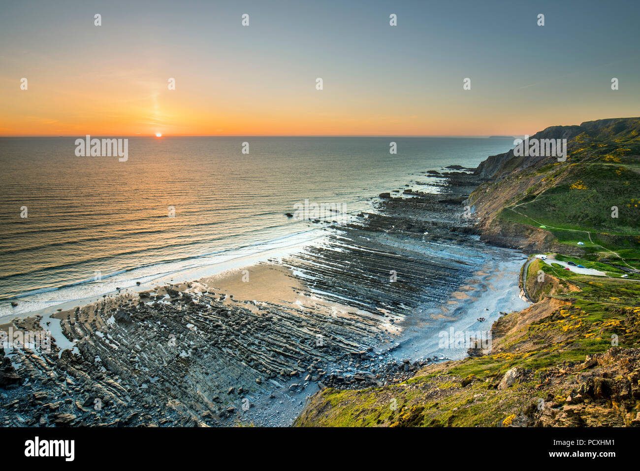 Welcombe Beach; Sunset; Devon; UK Stock Photo - Alamy