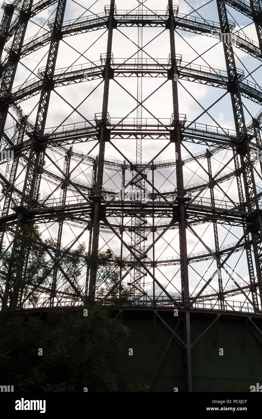 Disused Gasometer framework Stock Photo - Alamy