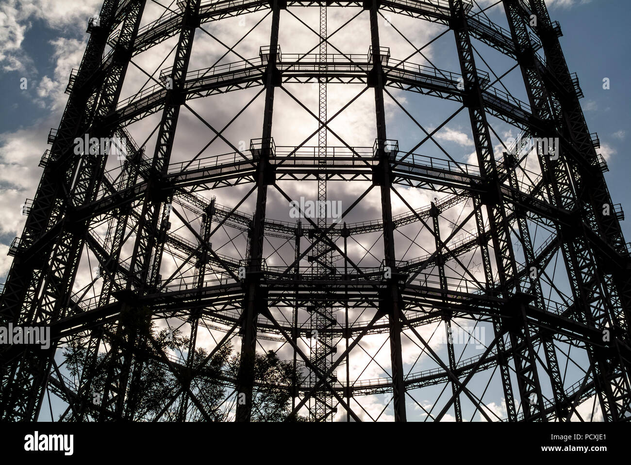 Disused Gasometer framework Stock Photo - Alamy