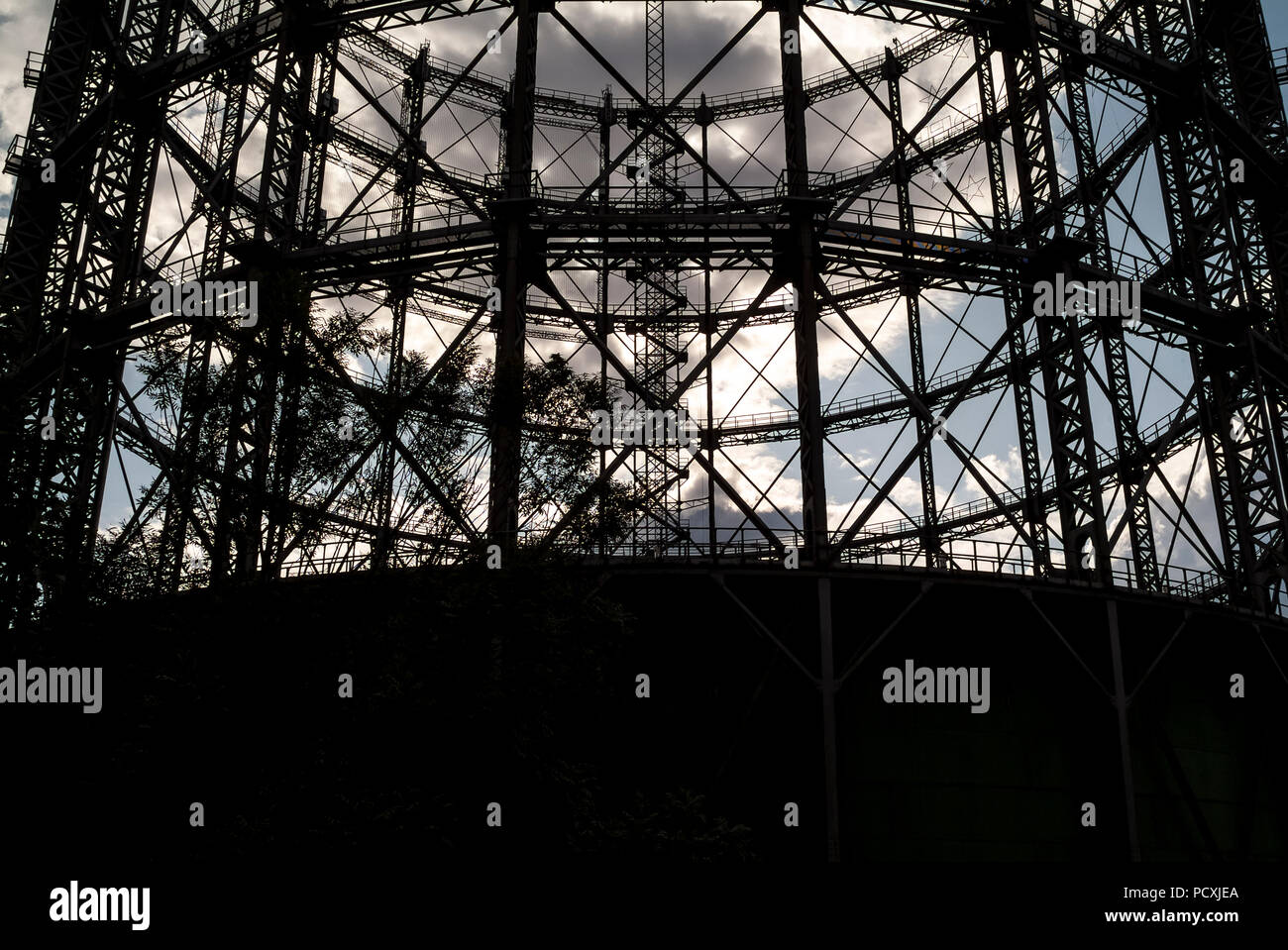 Disused Gasometer framework Stock Photo - Alamy