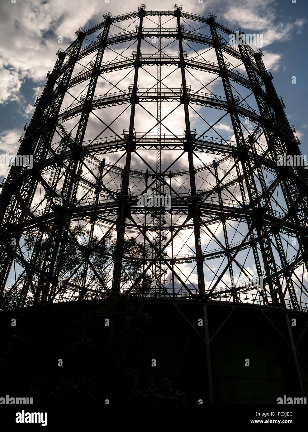 Disused Gasometer framework Stock Photo - Alamy