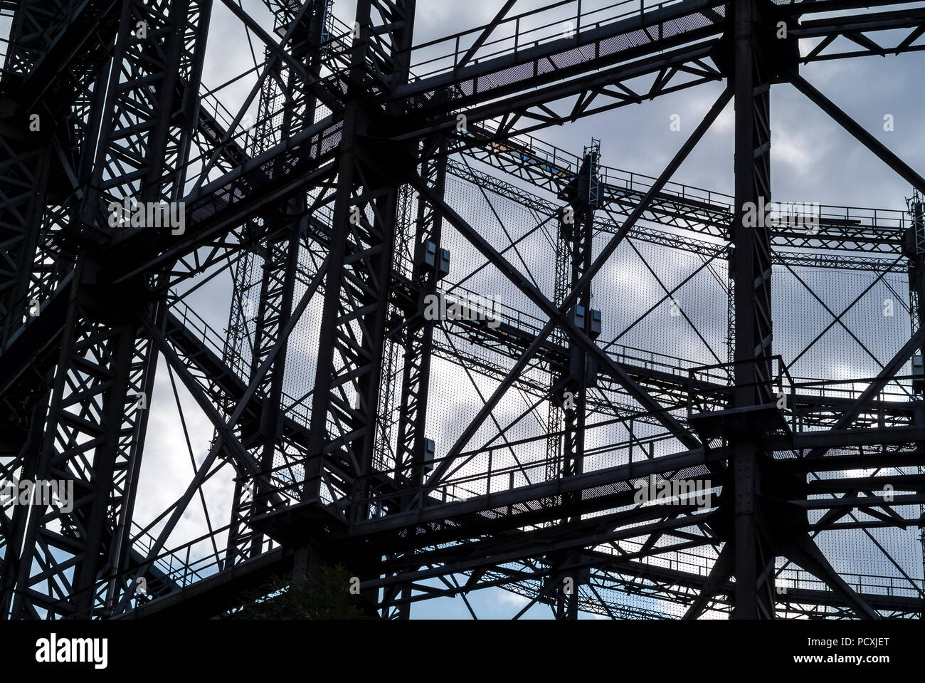 Disused Gasometer framework,detail Stock Photo - Alamy