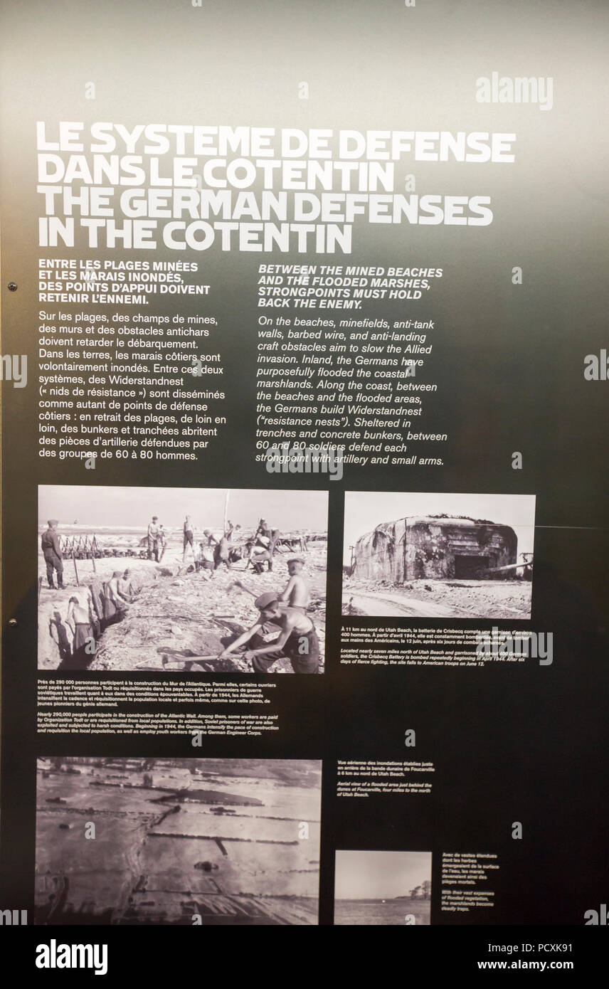 A German defences poster at the Utah beach D-Day museum, Normandy ...