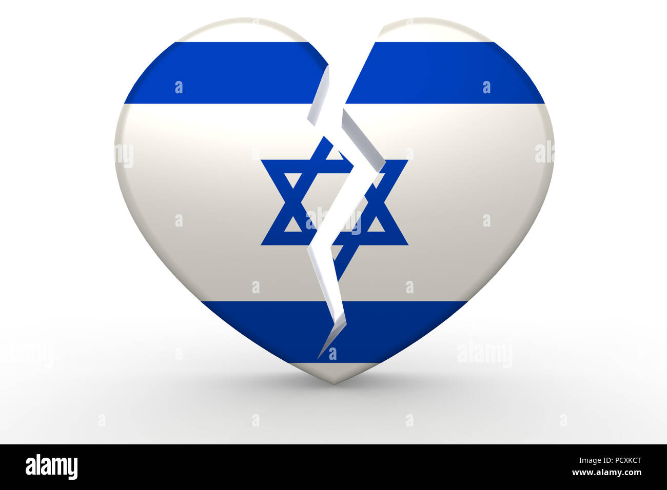 Broken white heart shape with Israel flag, 3D rendering Stock Photo - Alamy