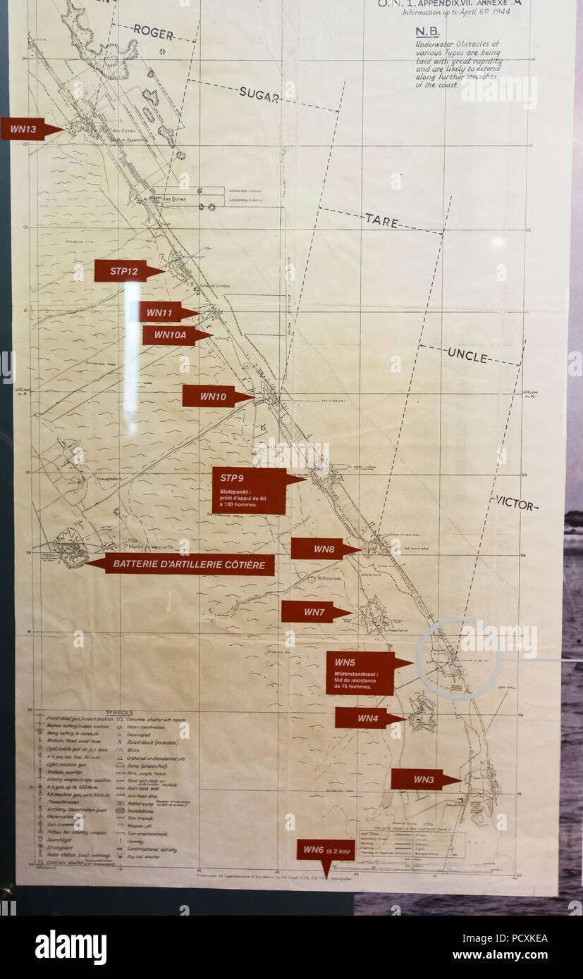 A map of German defenses at the Utah beach D-Day museum, Normandy ...