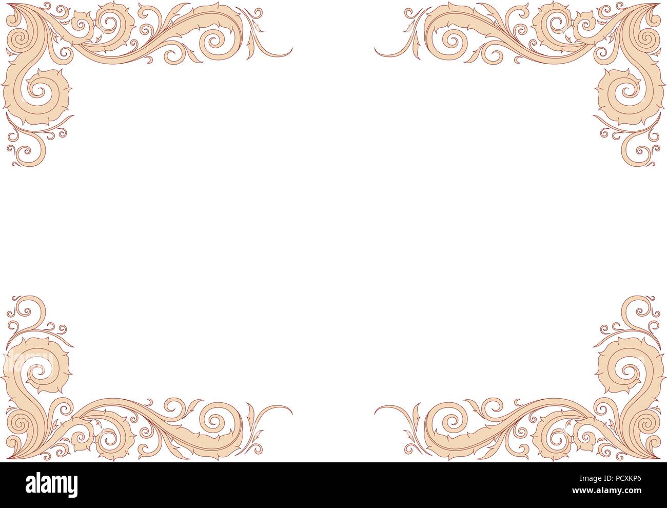 Floral ornament frame in red and cream Stock Vector Image & Art - Alamy