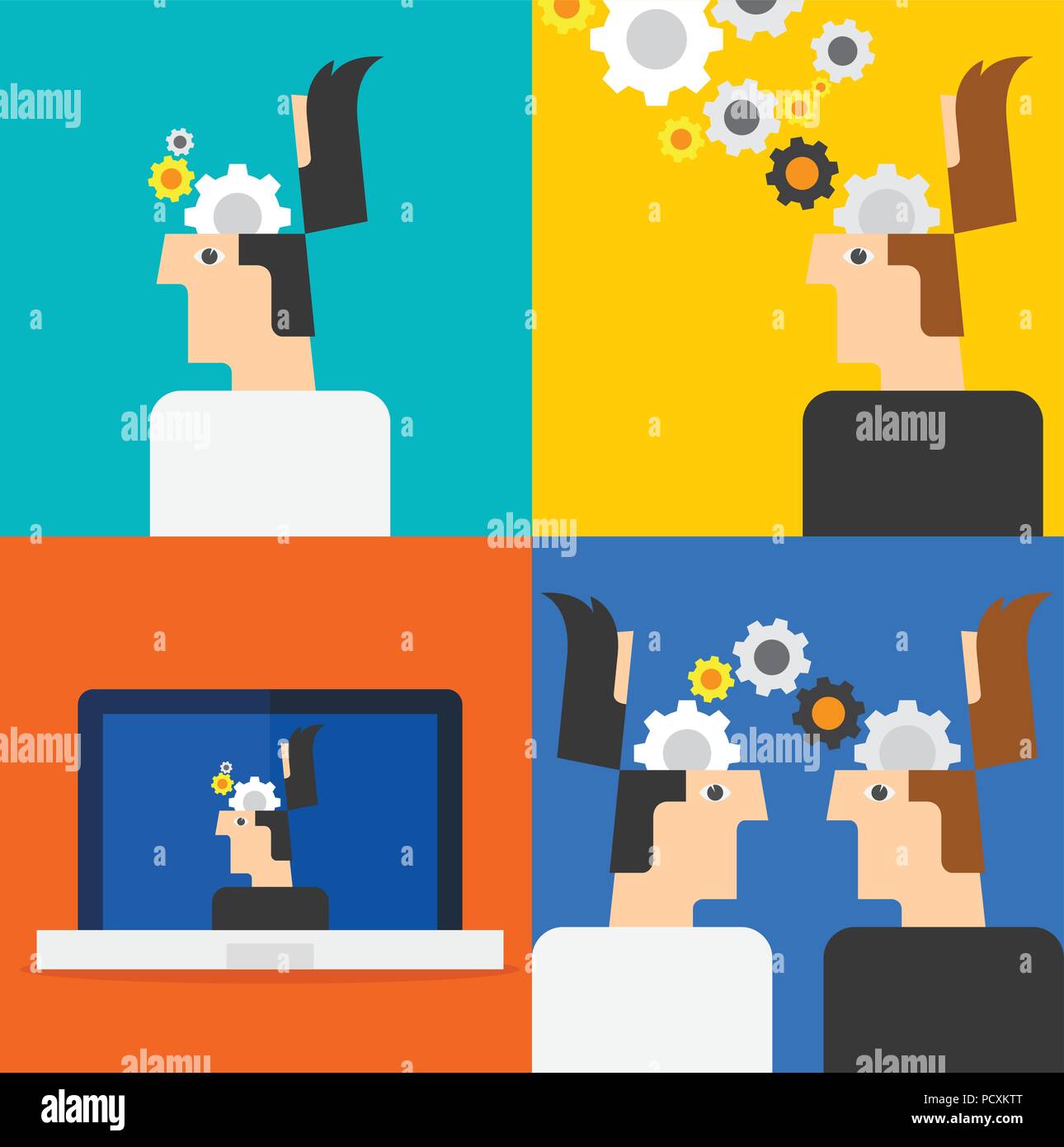 Thinking Gear Head Stock Vector Image & Art - Alamy