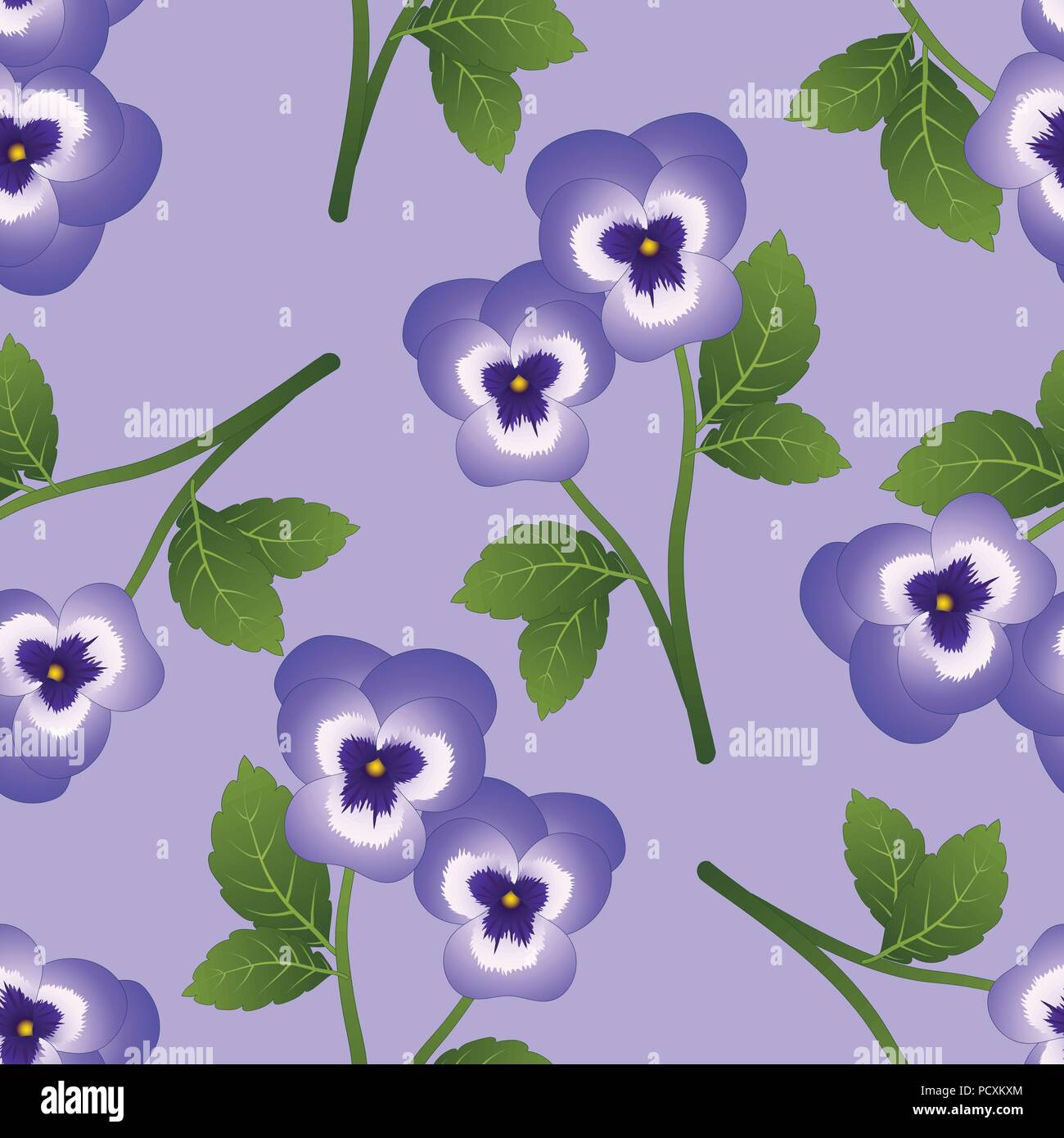 Violet Viola Garden Pansy Flower on Light Purple Background. Vector ...