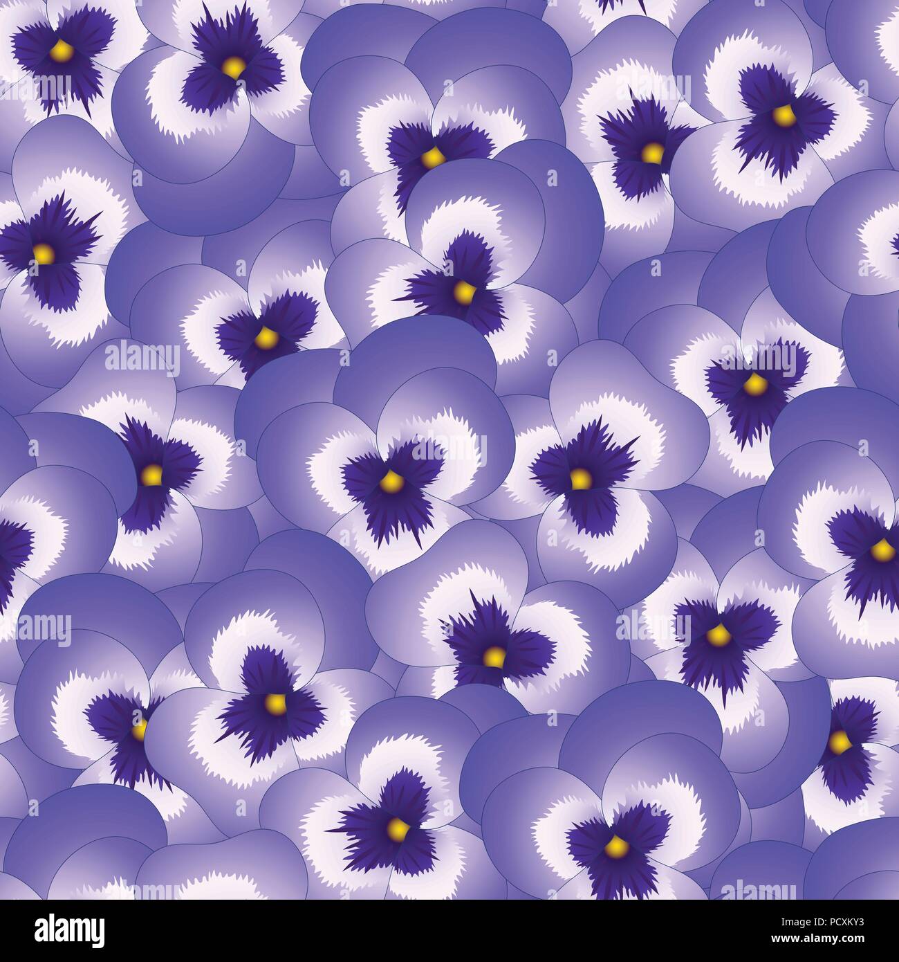 Violet Viola Garden Pansy Flower Seamless Background. Vector ...