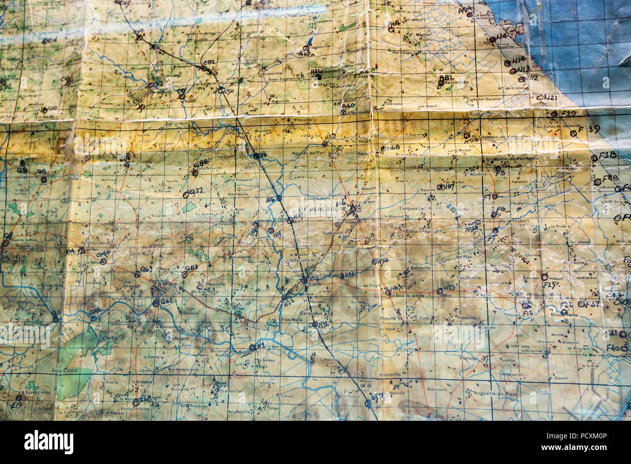 A map showing German defences at the Utah beach D-Day museum, Normandy ...