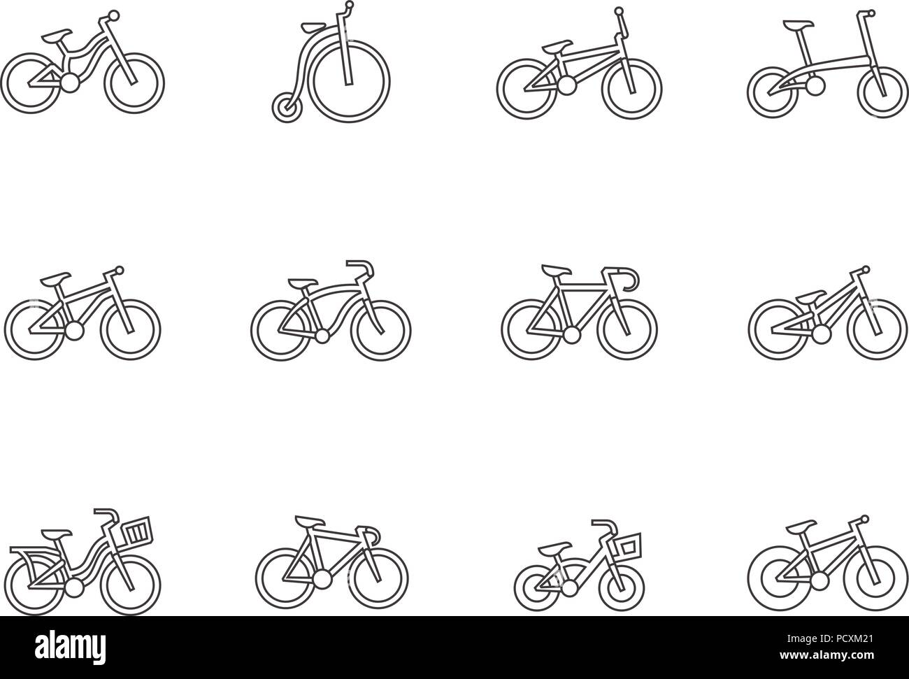 Outline Icons - Bicycles Stock Vector Image & Art - Alamy