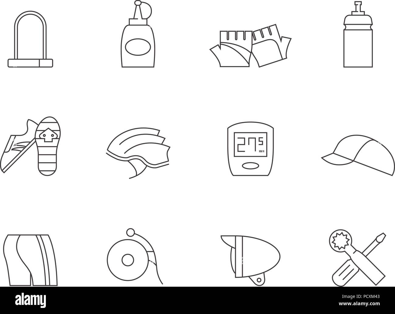 Outline Icons - Bicycle Accessories Stock Vector Image & Art - Alamy