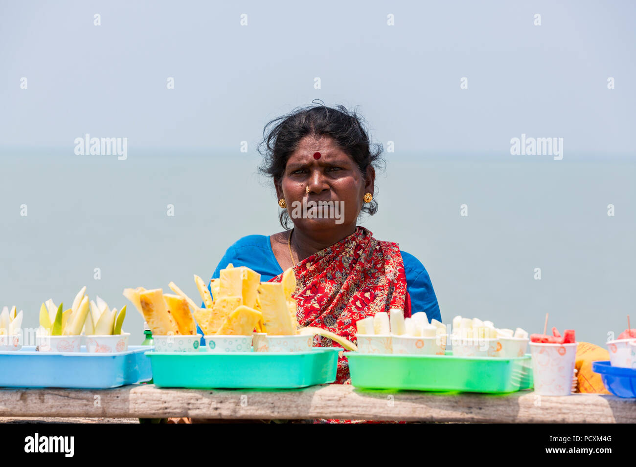 RAMESHWARAM, TAMIL NADU, INDIA - MARCH CIRCA, 2018. Unidentified Indian ...