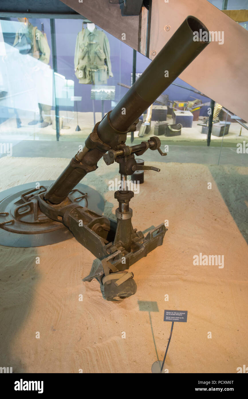 A 105mm mortar canon at the Utah beach D-Day museum, Normandy, France ...