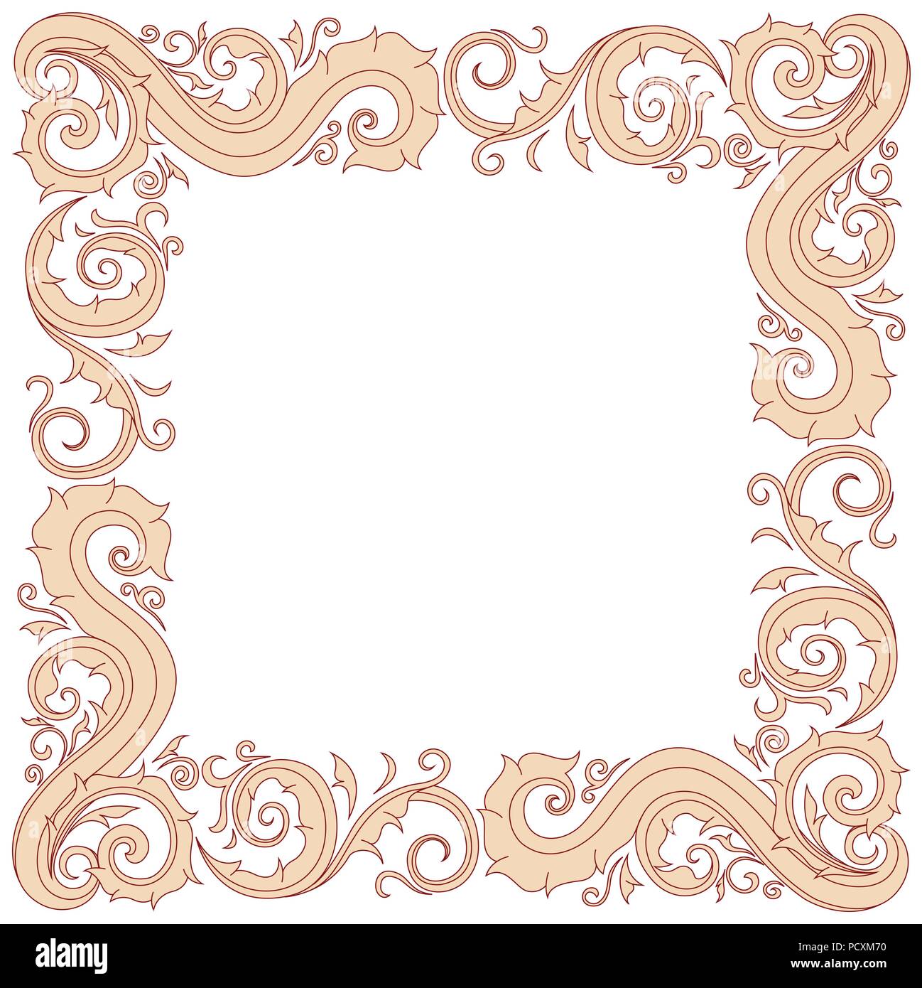 Floral ornament frame in red and cream Stock Vector Image & Art - Alamy