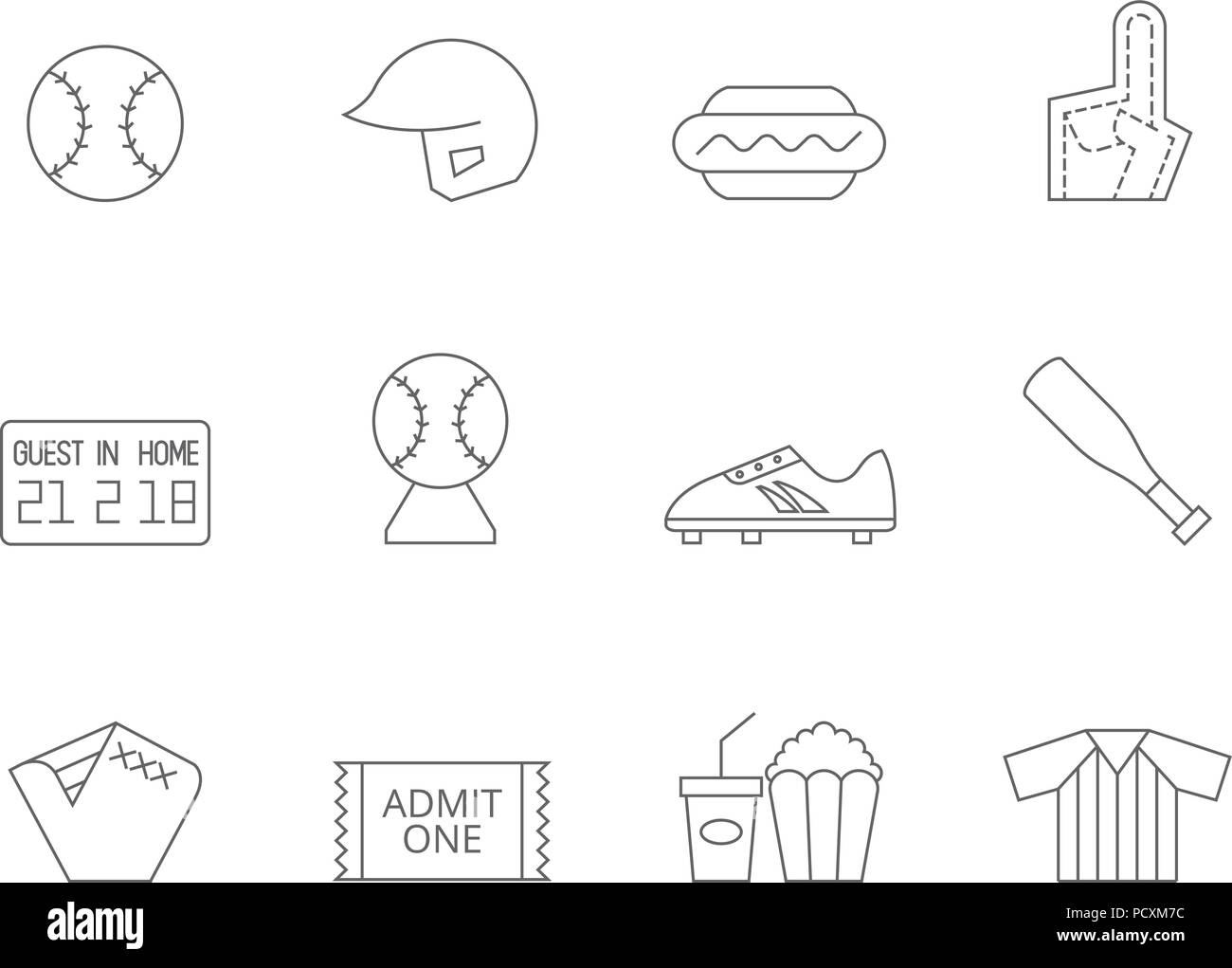 Outline Icons - Baseball Stock Vector Image & Art - Alamy