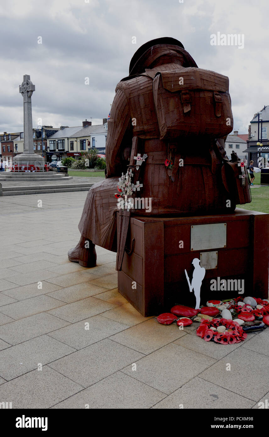 Tommy Statue and War Memorial on the seafront at Seaham County Durham ...