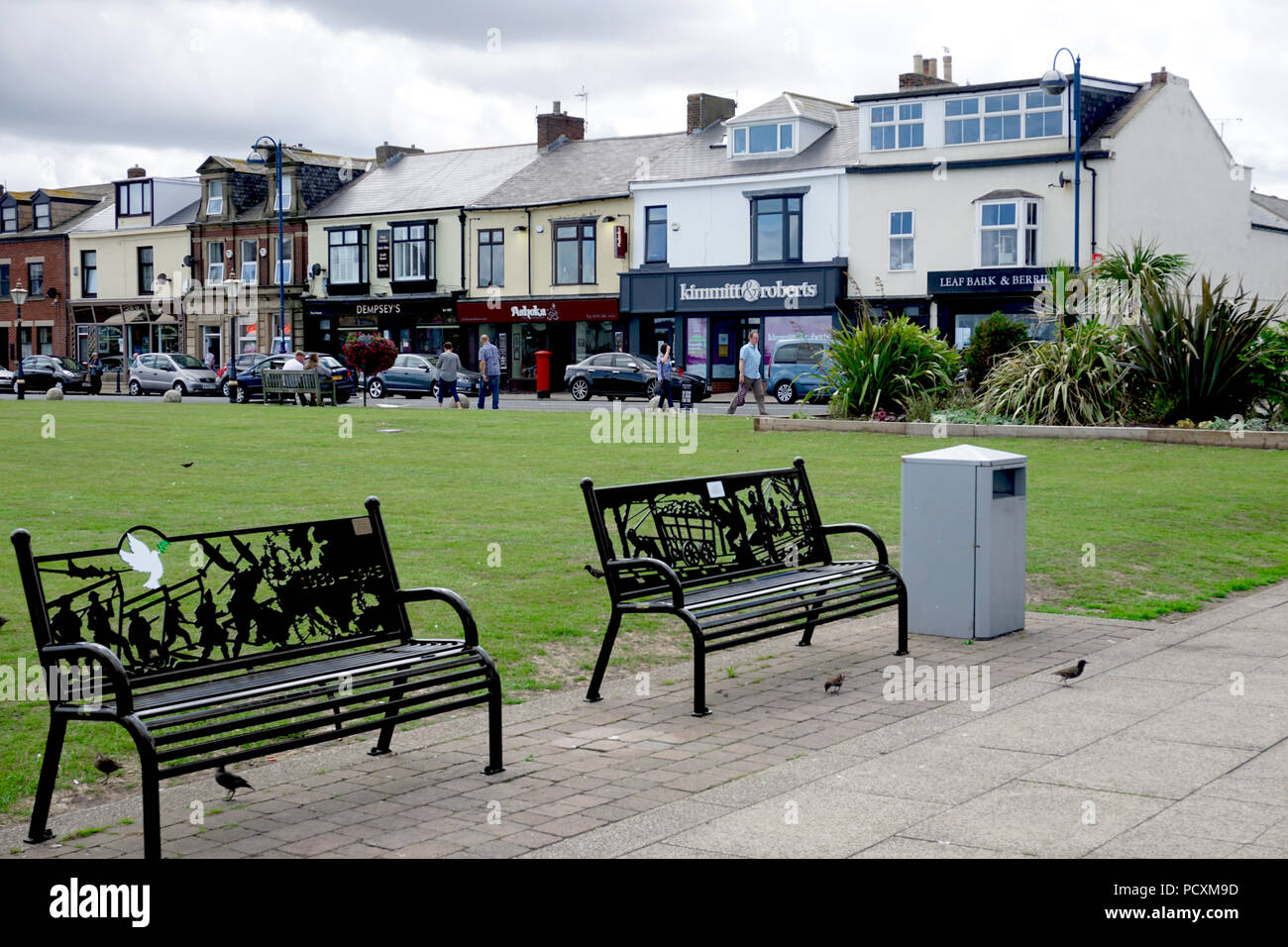 WW1 Memorial Benches Seaham County Durham England Stock Photo - Alamy