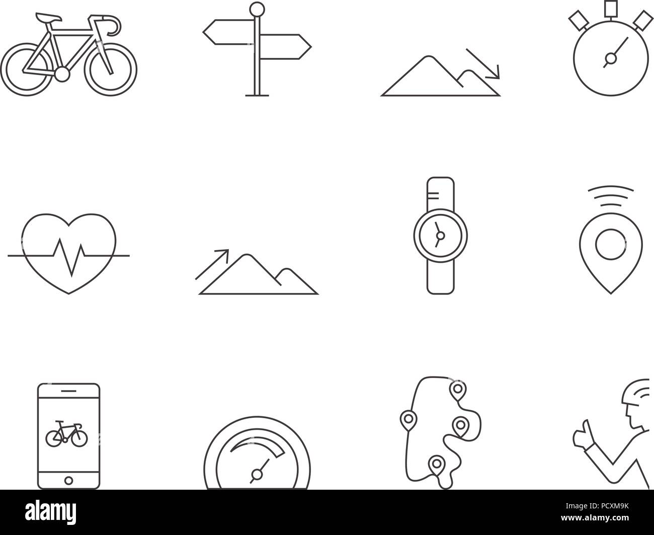 Outline icons - cycling apps Stock Vector Image & Art - Alamy