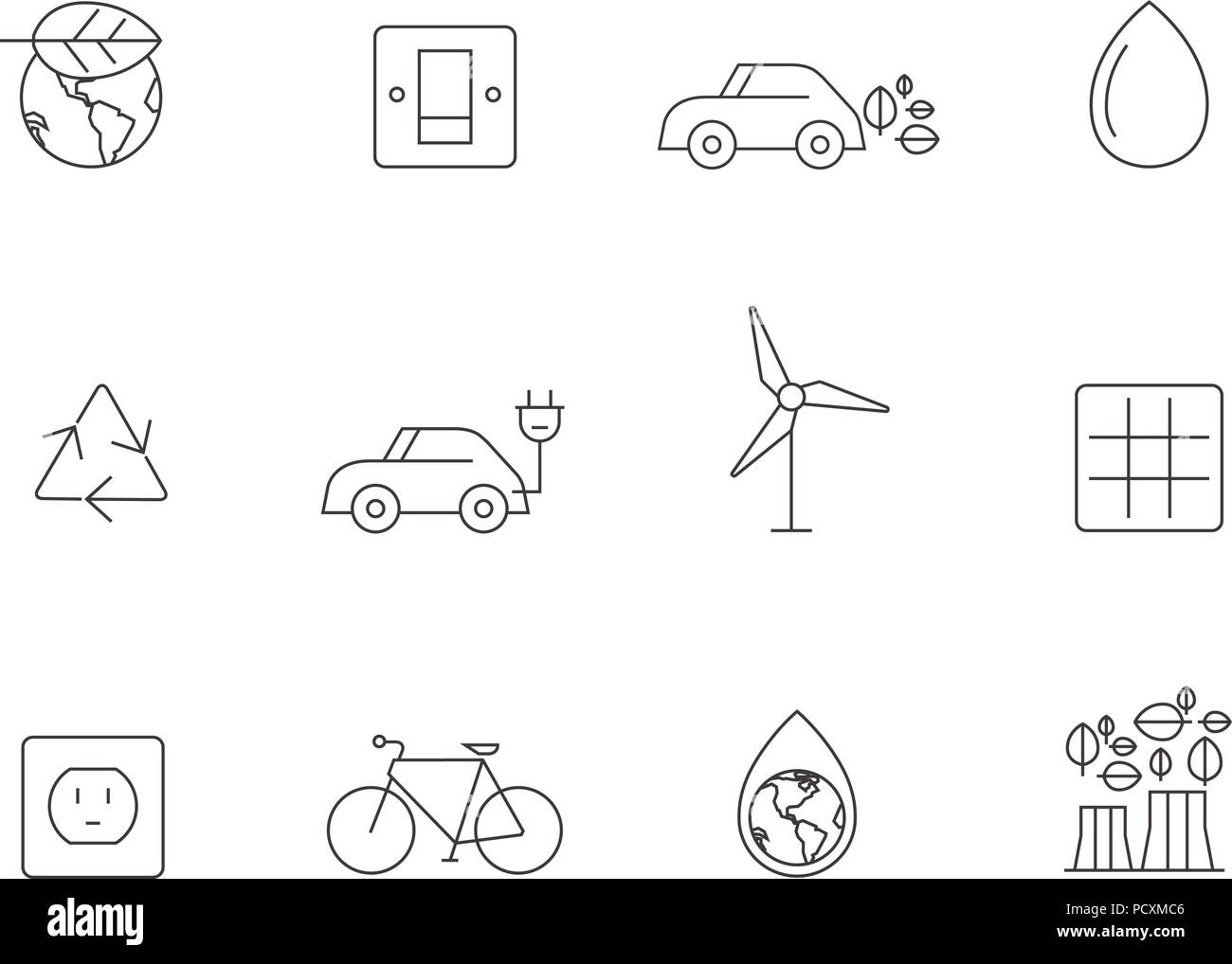 Electric vehicle outline icons Black and White Stock Photos & Images ...