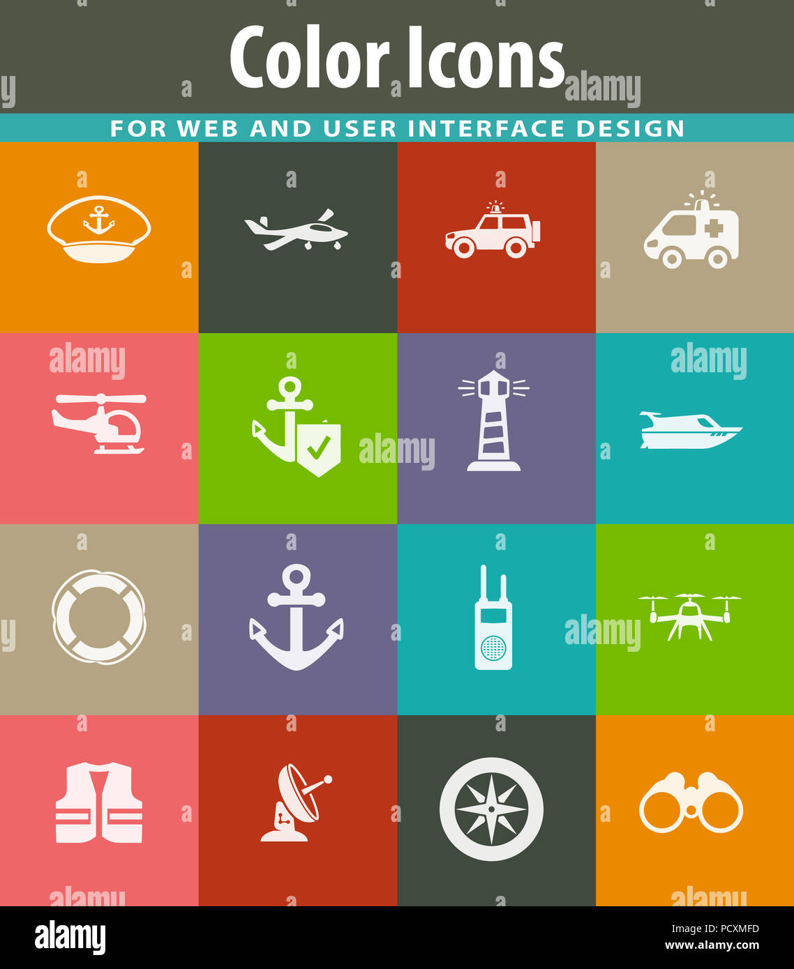Coast Guard icon set for web sites and user interface Stock Photo - Alamy