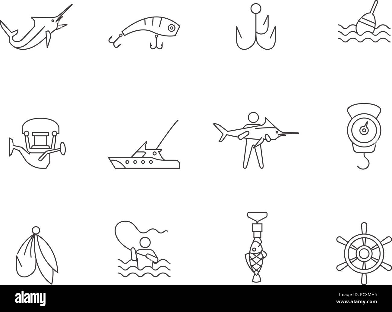 Outline Icons - Fishing Stock Vector Image & Art - Alamy