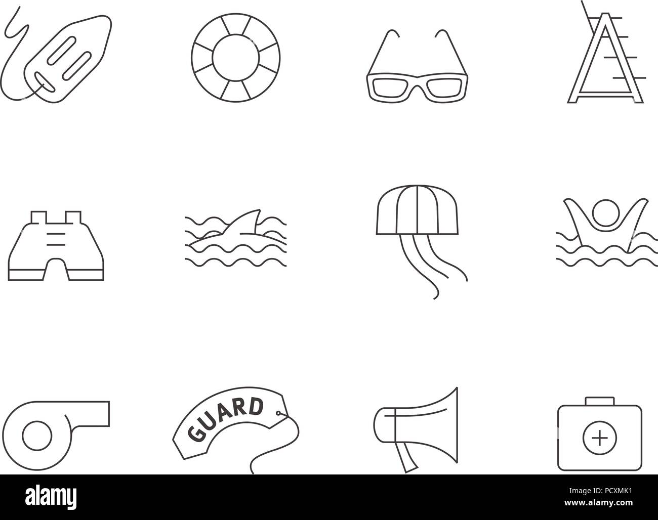 Outline Icons - Lifeguard Stock Vector Image & Art - Alamy