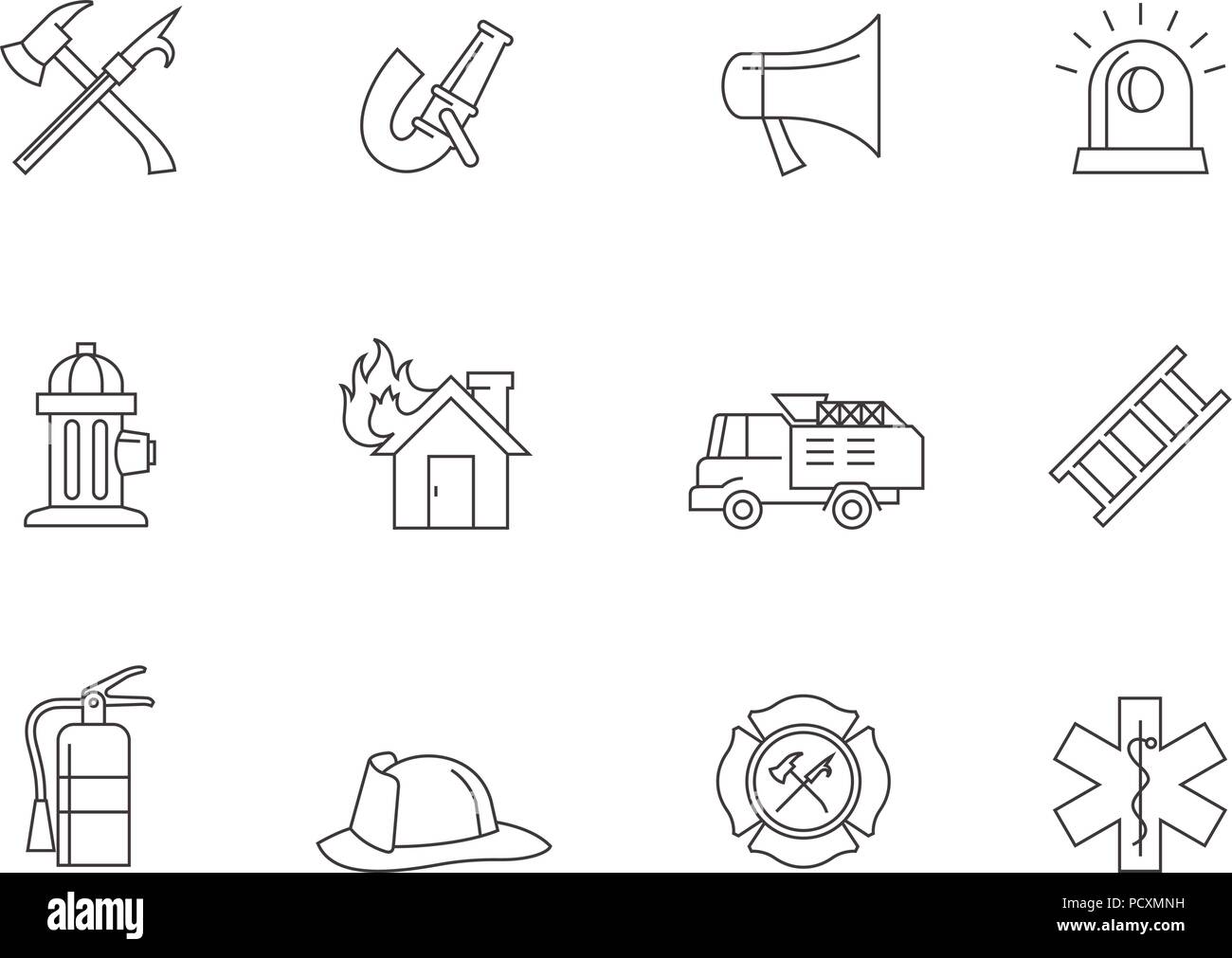 Outline Icons - Fire Fighter Stock Vector Image & Art - Alamy