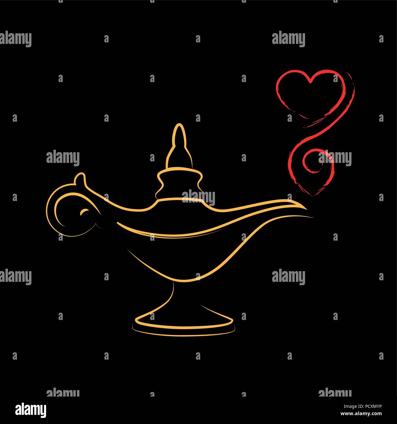 golden magic aladin miracle lamp love vector illustration Stock Vector ...