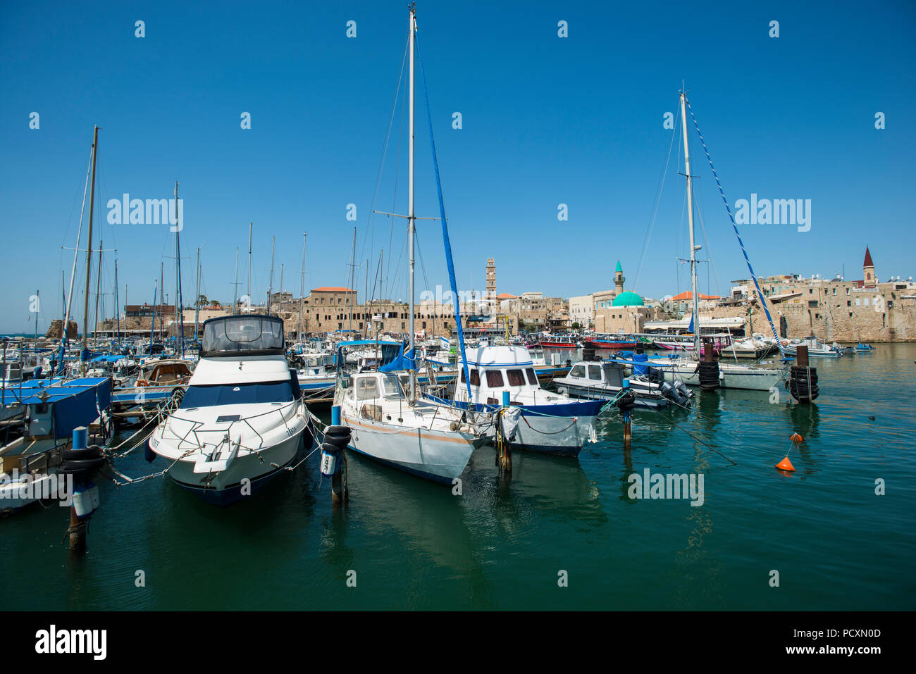 boats in the old port of acre (akko), israel Stock Photo - Alamy