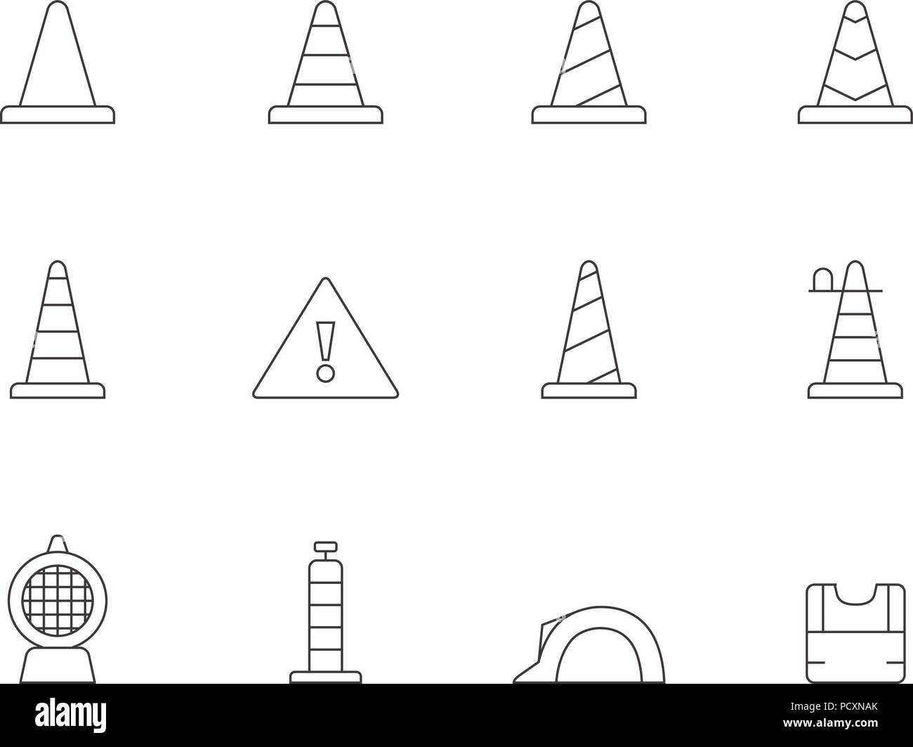 Outline Icons - Traffic Warning Sign Stock Vector Image & Art - Alamy