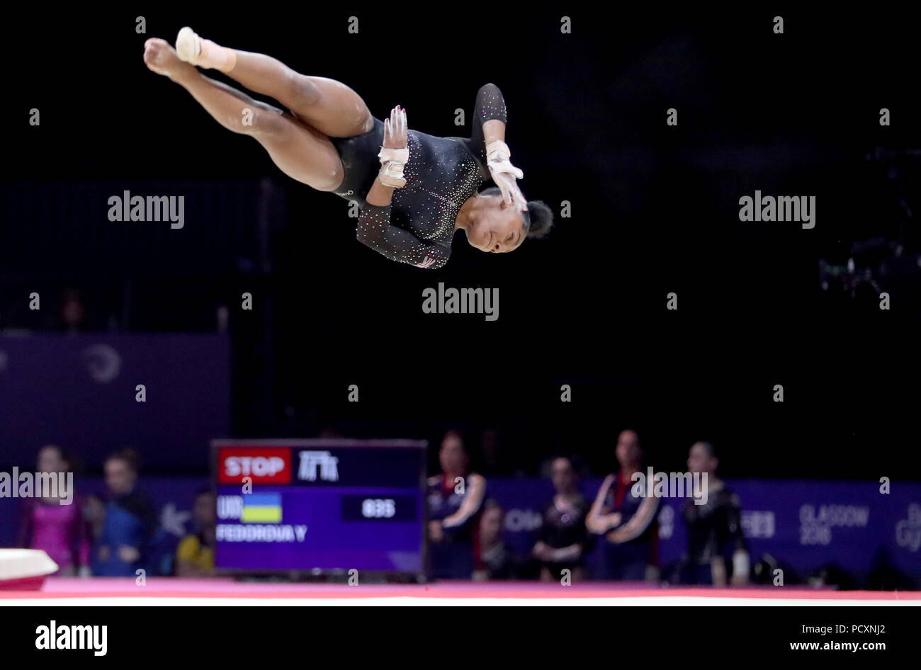 Great Britain's Taeja James on the floor during day three of the 2018 ...