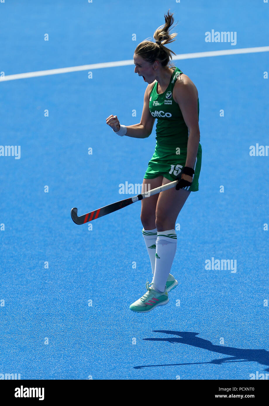Ireland's Gillian Pinder celebrates scoring in the shootout during the ...