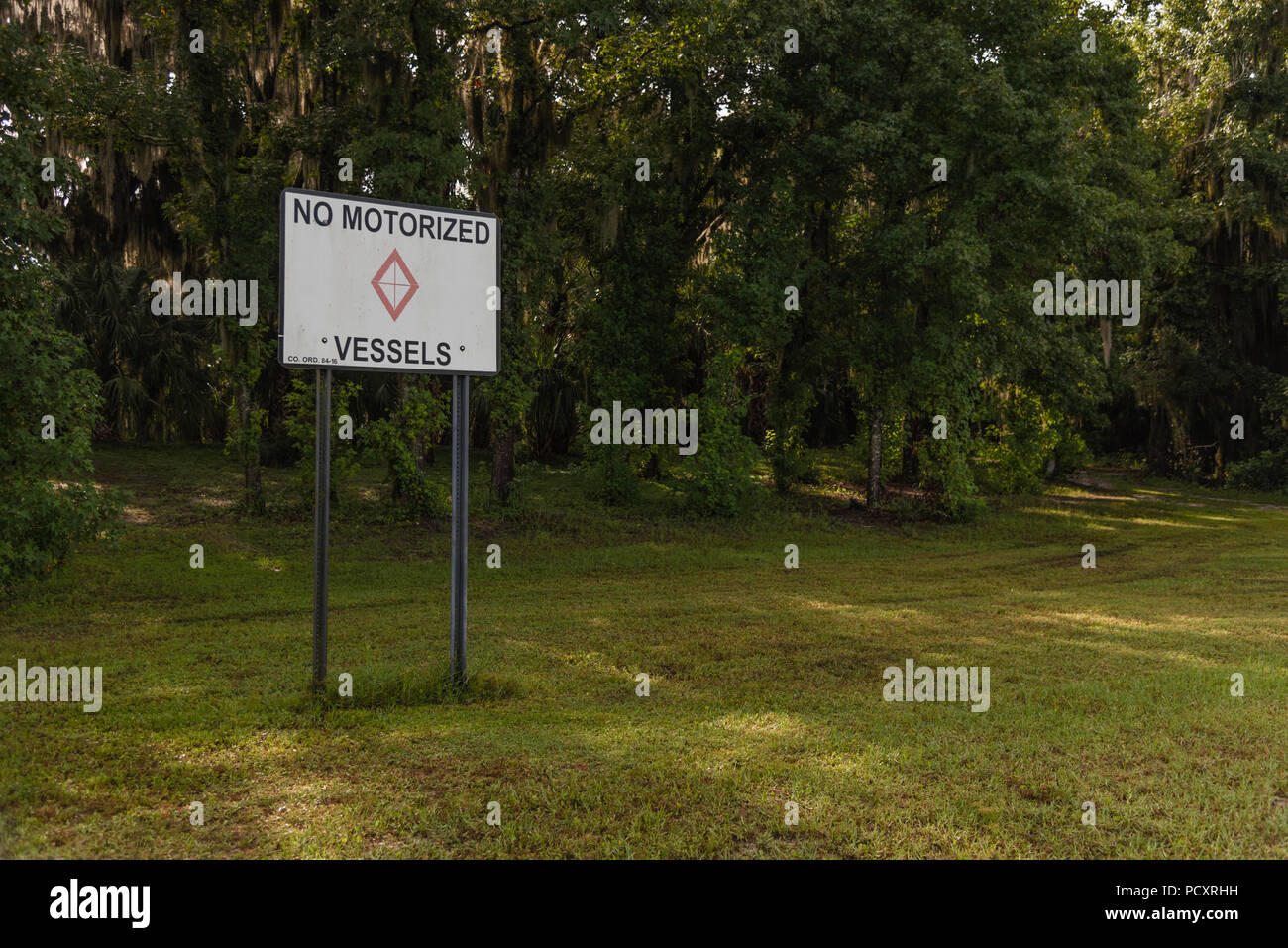 No Motorized Vessels Sign Post Stock Photo - Alamy