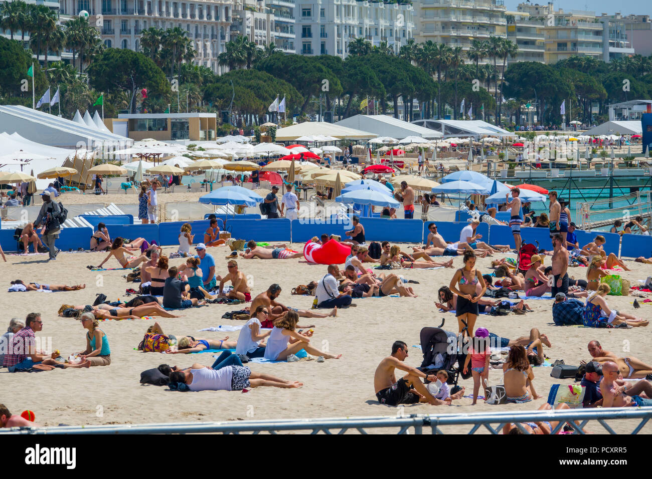 Beach at Cannes France a resort town on the French Riviera, is famed ...