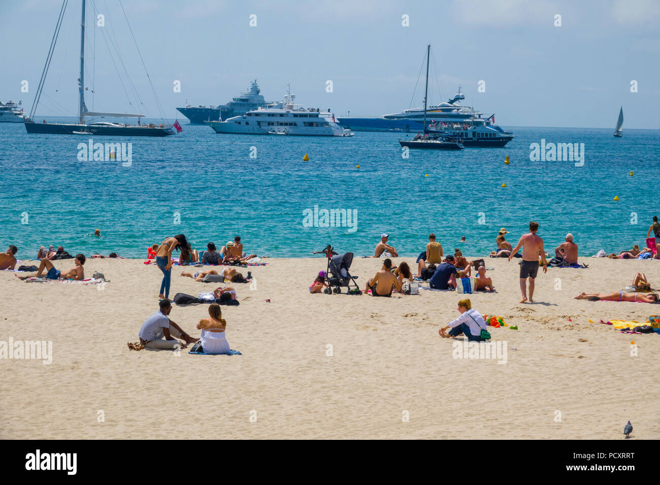 Beach at Cannes France a resort town on the French Riviera, is famed ...