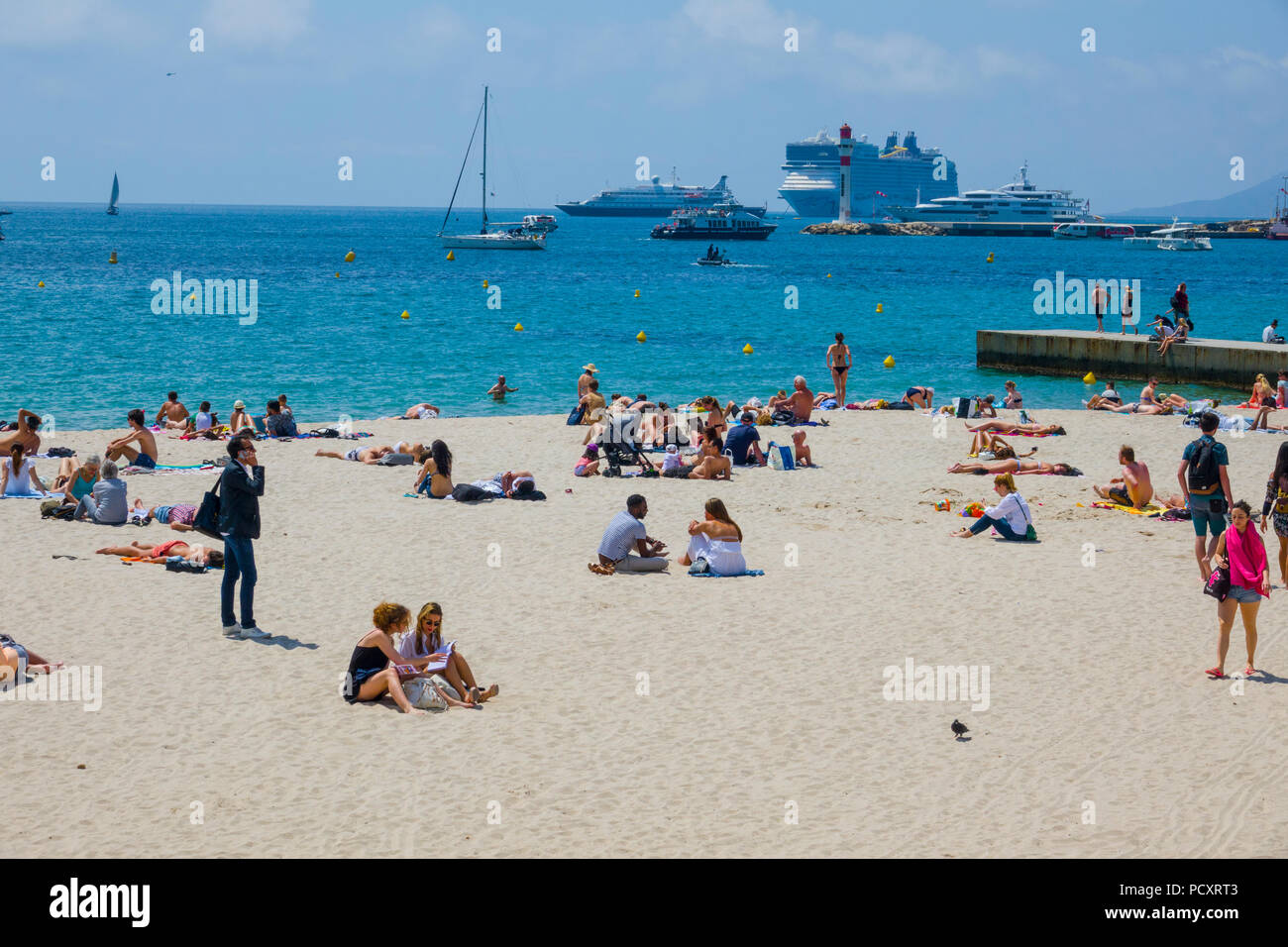 Beach at Cannes France a resort town on the French Riviera, is famed ...