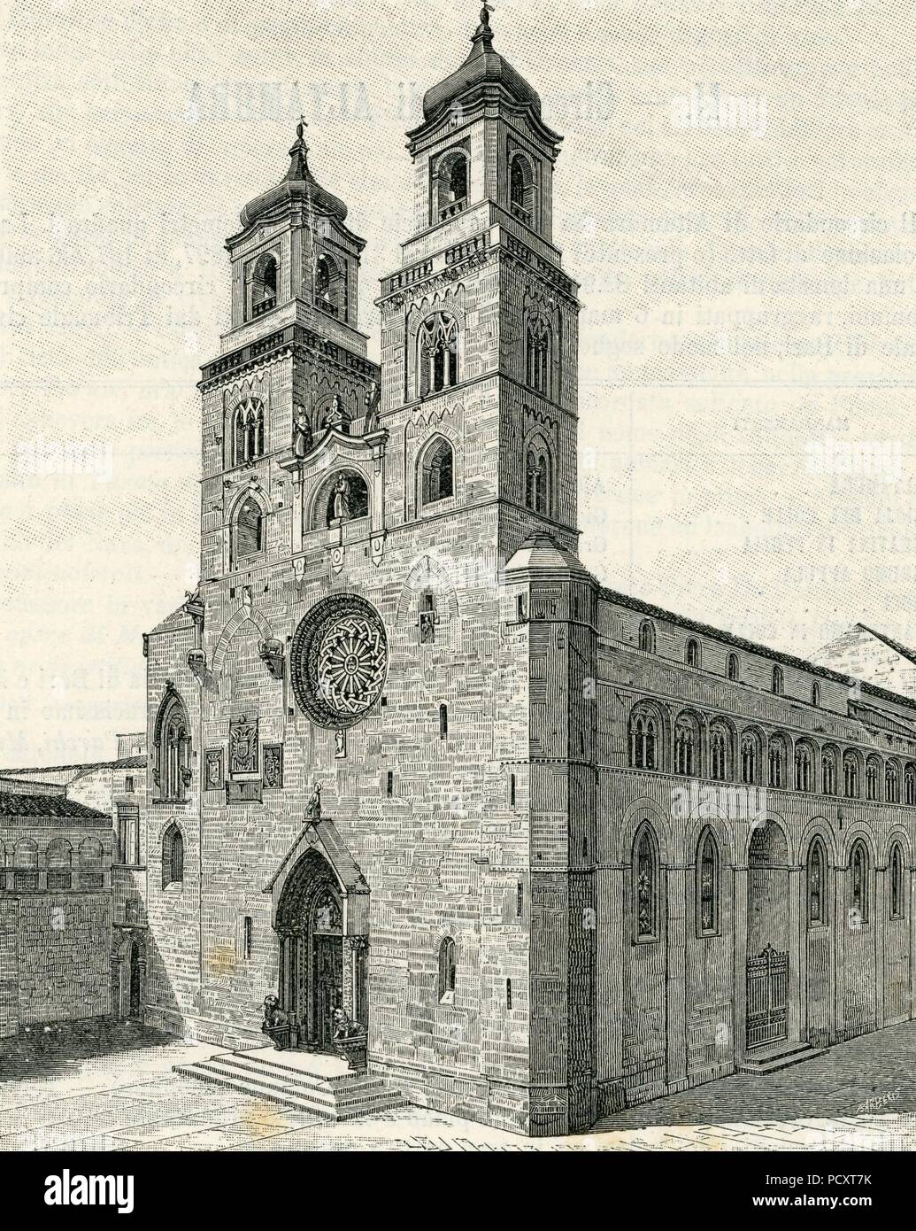 Altamura facciata della cattedrale xilografia di Barberis 1898 Stock ...