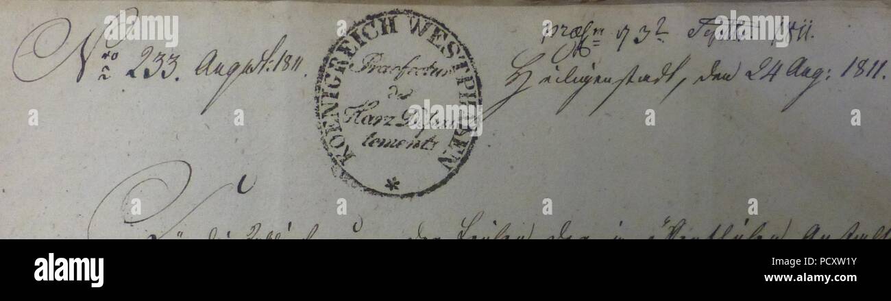 Alte Urkunde 1811 Stock Photo - Alamy