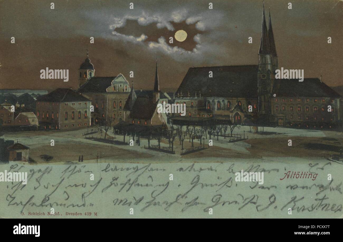 Altötting, Bayern - Stadtansicht bei Mondschein Stock Photo - Alamy