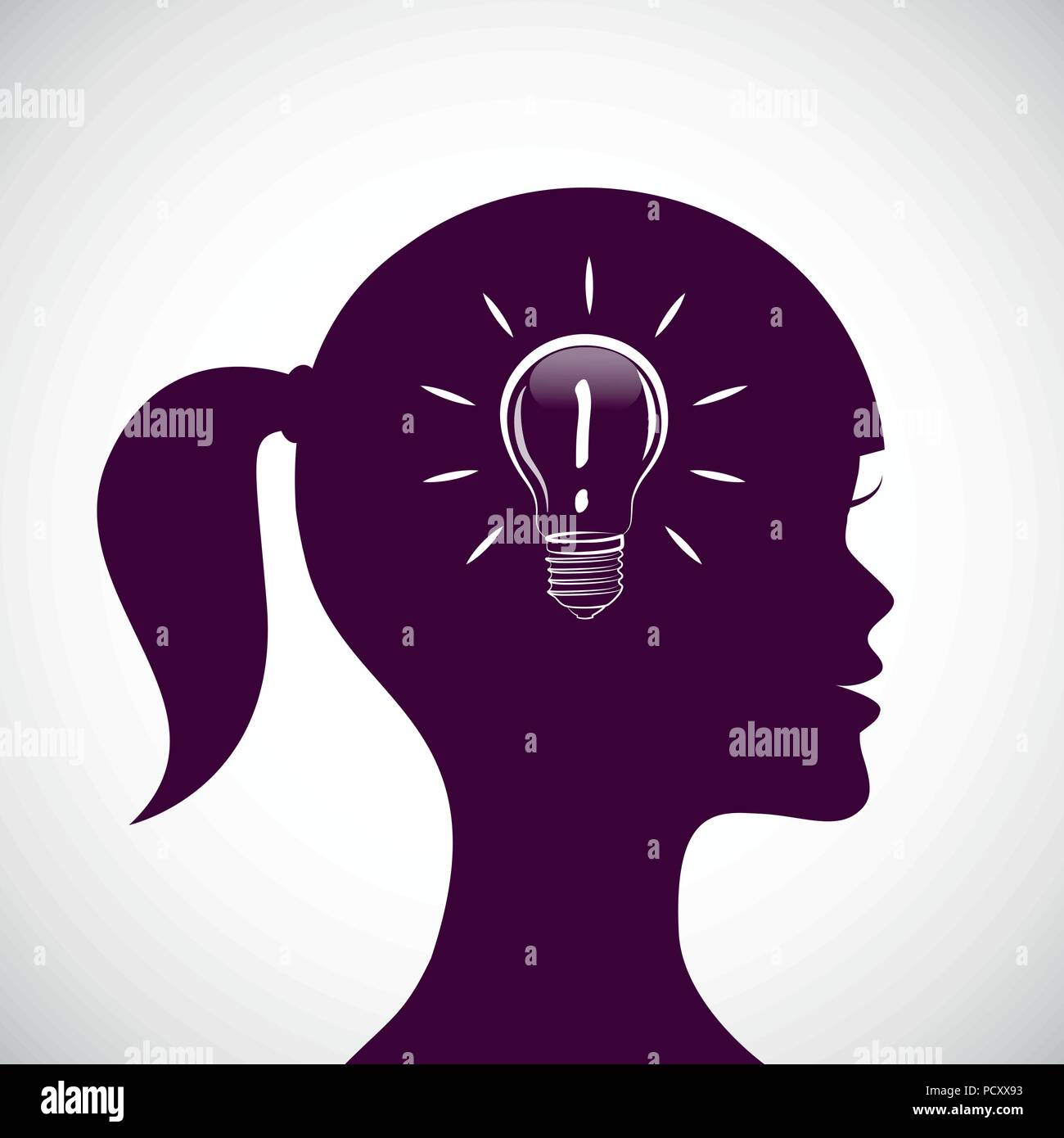 young woman have a good idee lamp vector illustration Stock Vector ...