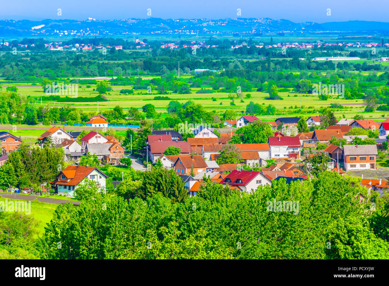 Aerial view small country village hi-res stock photography and images ...