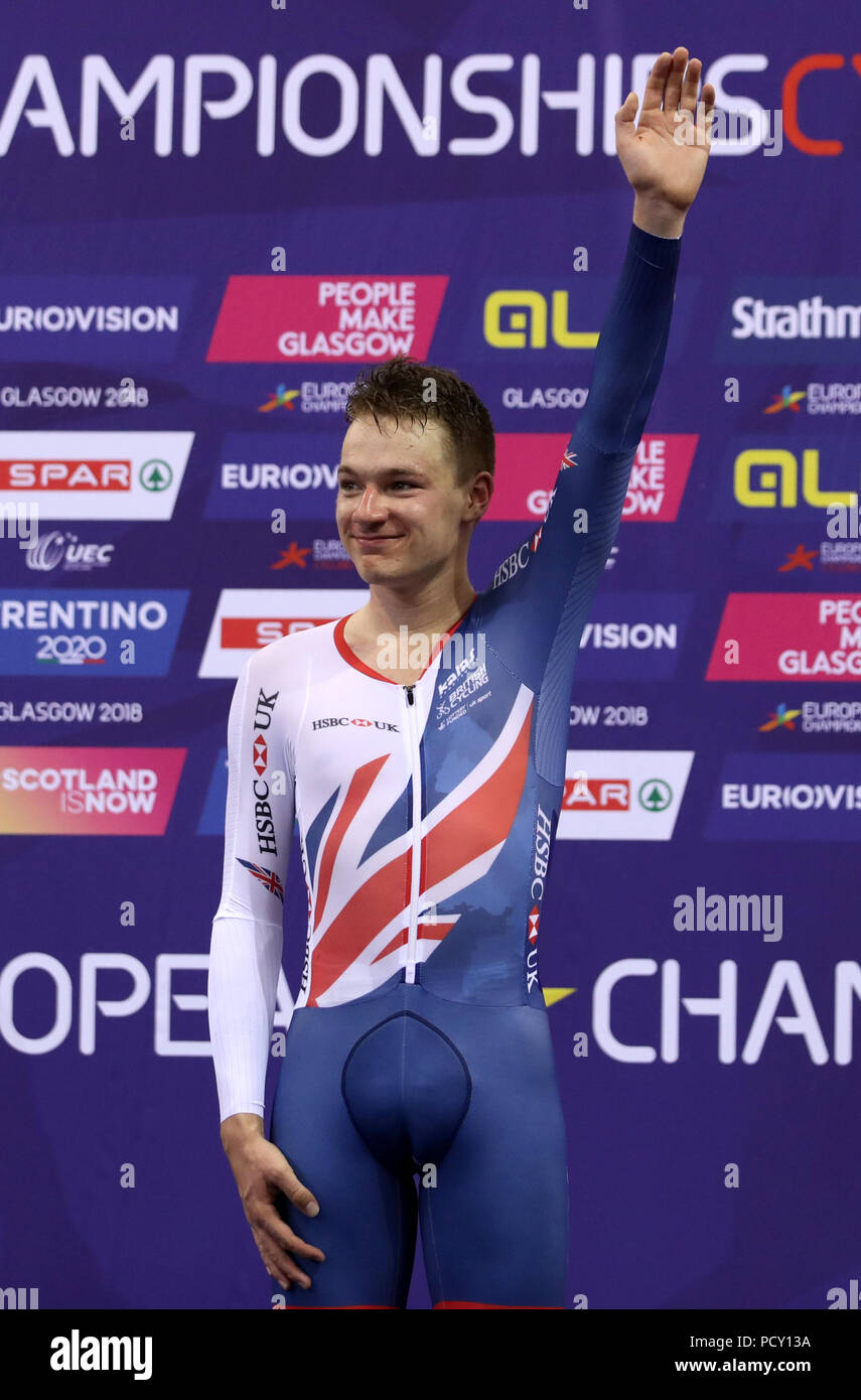 Great Britain's Ethan Hayter celebrates gold in the Men's Omnium during ...