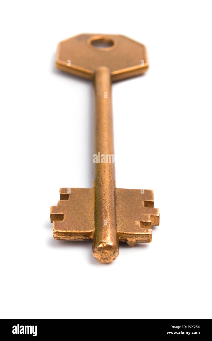 old golden key isolated on white background Stock Photo - Alamy