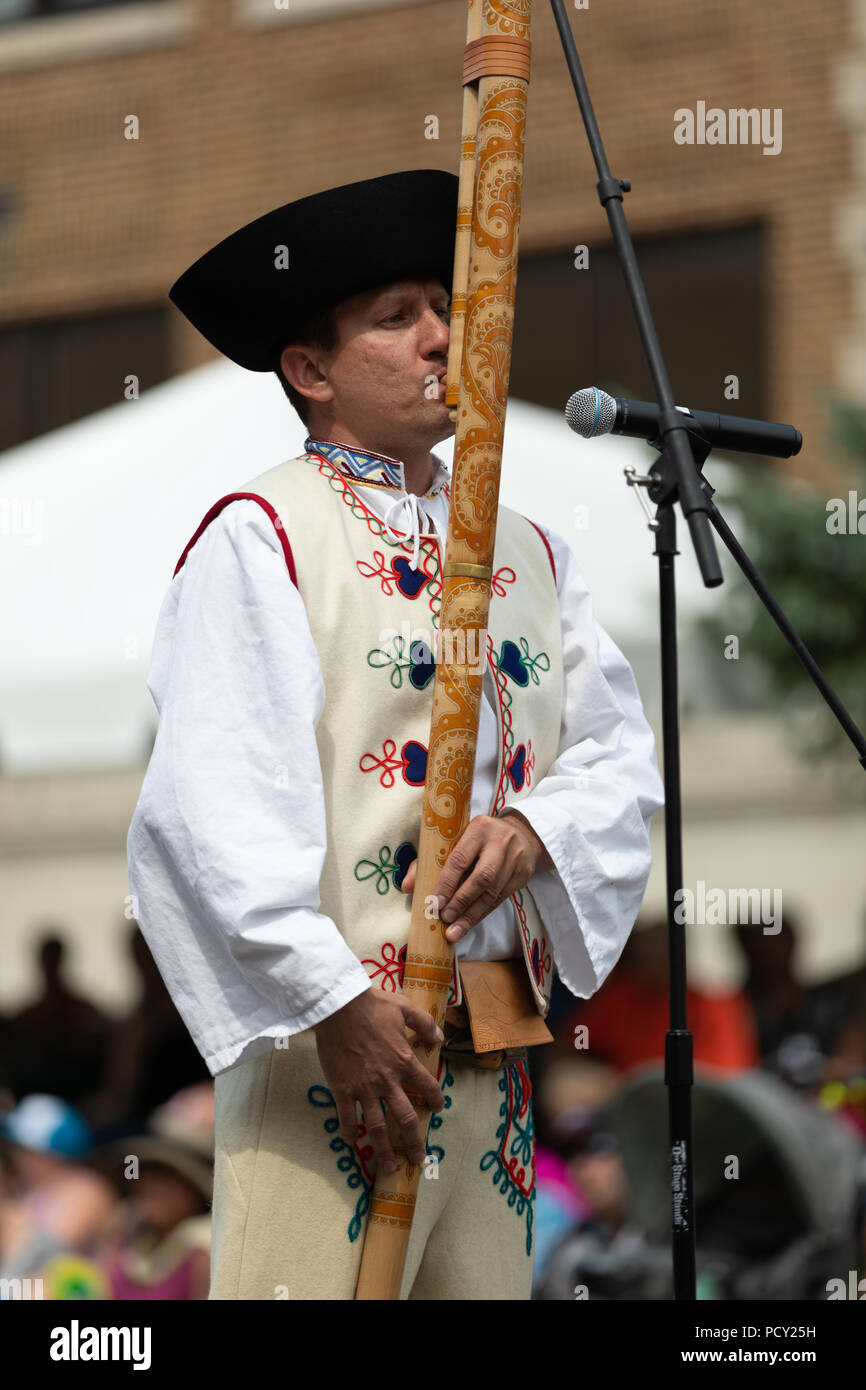 Whiting, Indiana, USA - July 28, 2018 Man wearing traditional slovak ...