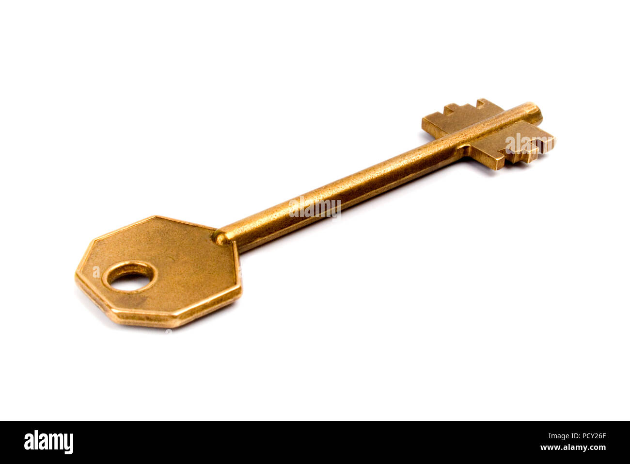 old golden key isolated on white background Stock Photo - Alamy