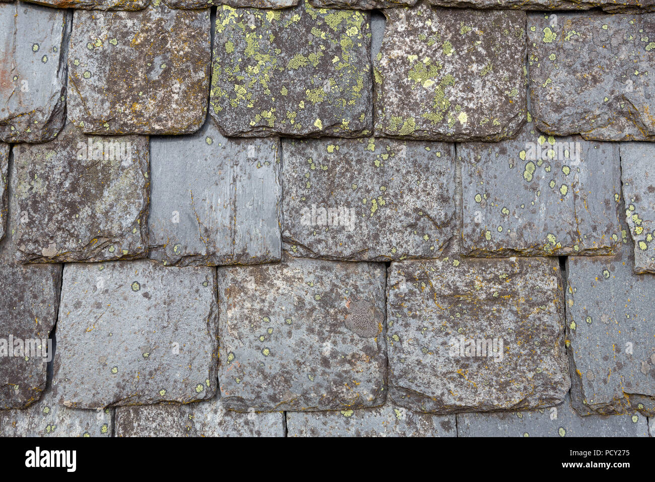 Detail of an old slate roof Stock Photo - Alamy