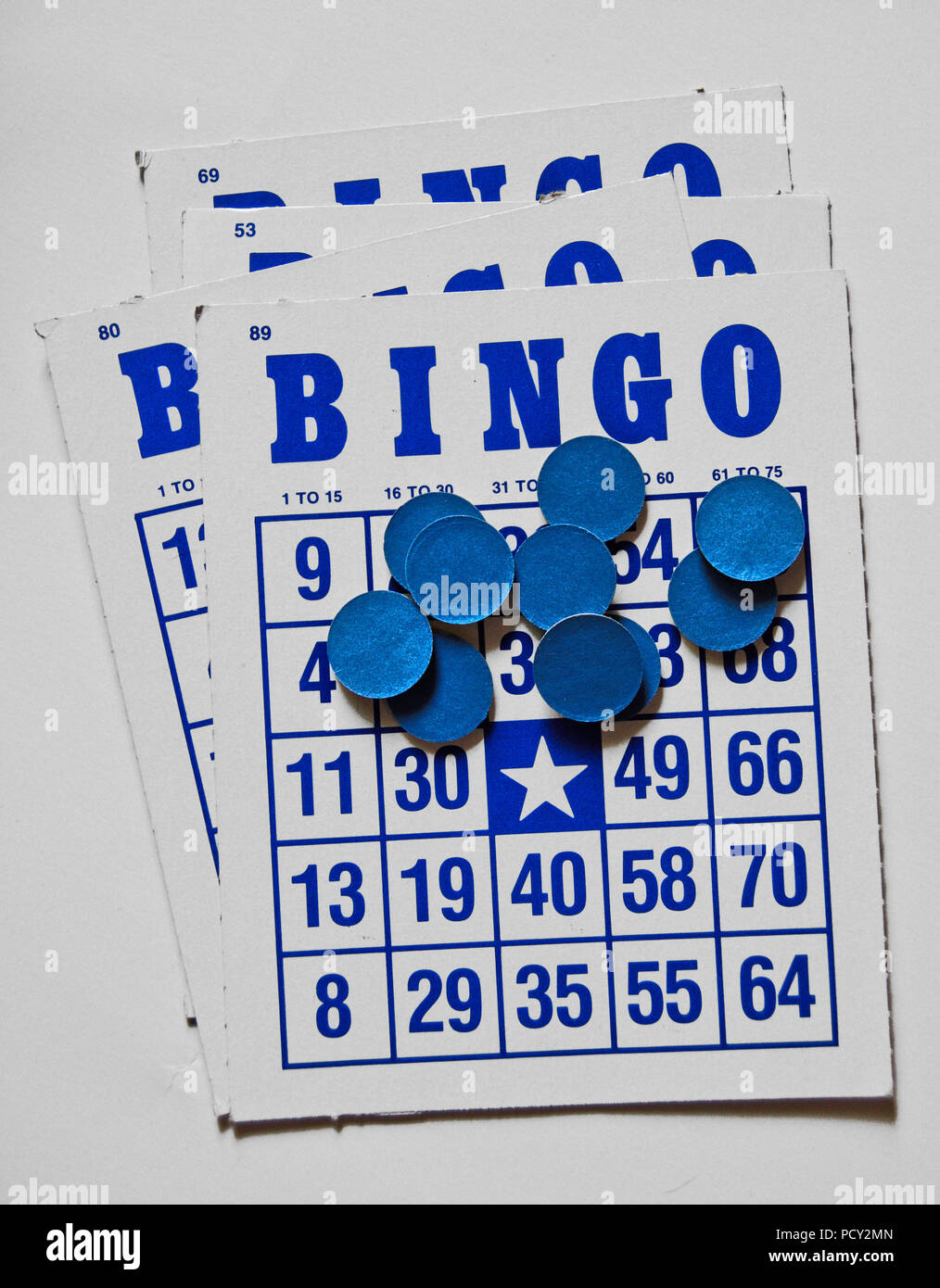 Bingo cards, blue ink on white background Stock Photo - Alamy