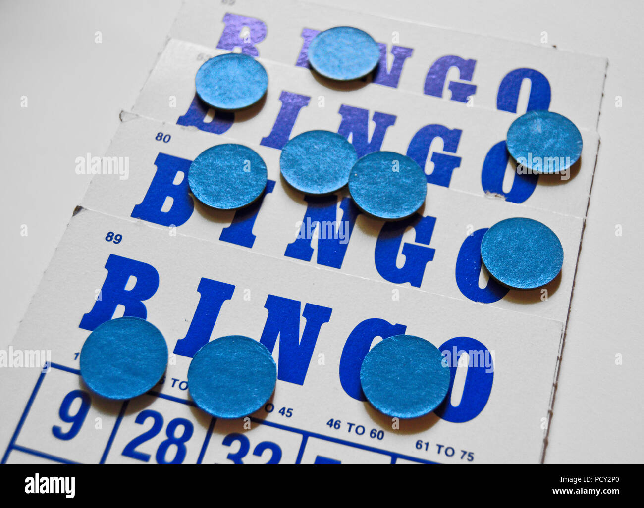 Bingo cards, blue ink on white background Stock Photo - Alamy